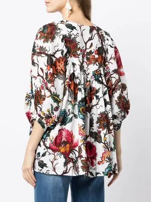 Samantha Sung Floral-print Gathered Blouse