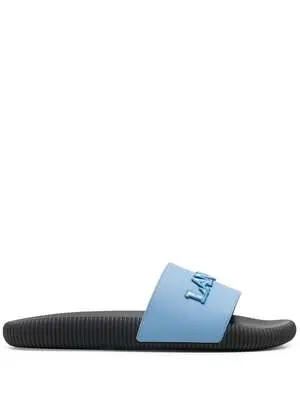 LANVIN Logo Patch Slip-on Sandals - Blue