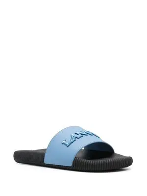 LANVIN Logo Patch Slip-on Sandals