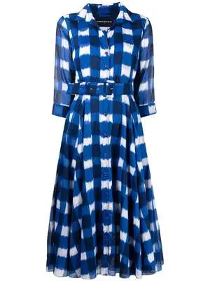 Samantha Sung Gingham-check Print Midi Dress - Blue