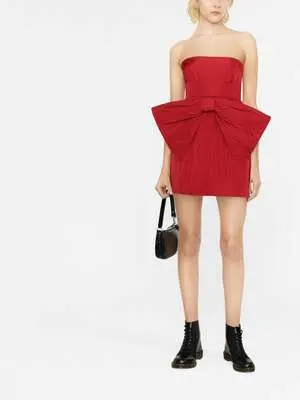Red Valentino Bow-embellished Strapless Mini Dress