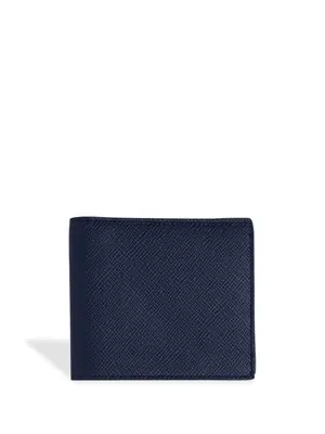 Smythson Panama Six-card Bi-fold Wallet - Blue