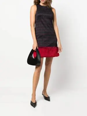 Viktor & Rolf Sleeveless Faux-fur Trimmed Checked Dress