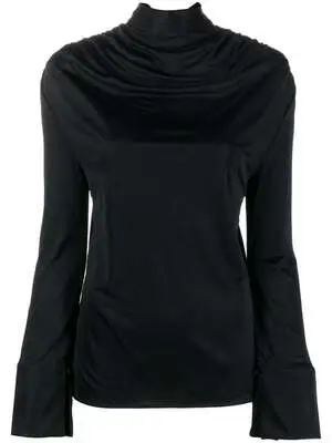 Viktor & Rolf Draped High Neck Long Sleeve Blouse
