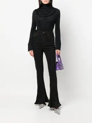 Viktor & Rolf Draped High Neck Long Sleeve Blouse
