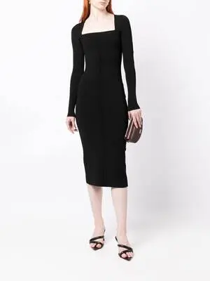 Victoria Beckham Fitted Square-neck Midi Dress