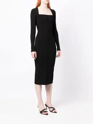 Victoria Beckham Fitted Square-neck Midi Dress