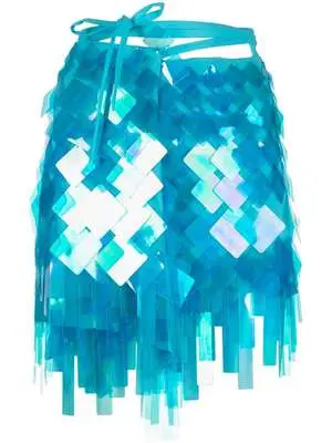 Attico Aurelie Embellished Mini Skirt - Blue
