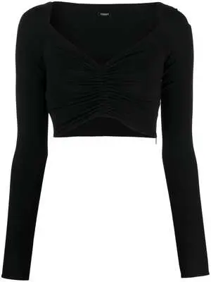 Versace V-neck Cropped Blouse - Black
