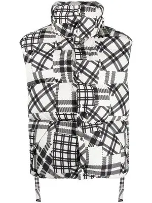 Khrisjoy Check-pattern Padded Gilet - White