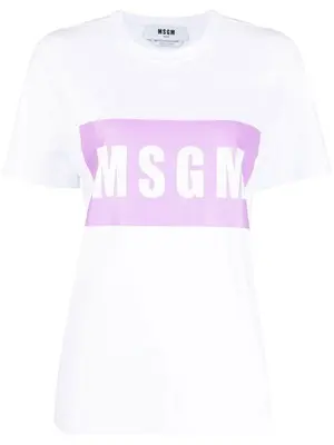 MSGM Logo-print Cotton T-shirt - White