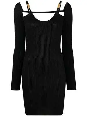 Gcds Cold-shoulder Knitted Dress - Black