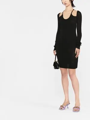 Gcds Cold-shoulder Knitted Dress - Black