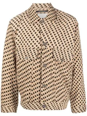 SONG FOR THE MUTE Geometric-print Shirt-jacket - Neutrals