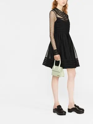 Red Valentino Point D'esprit Tulle Flared Dress