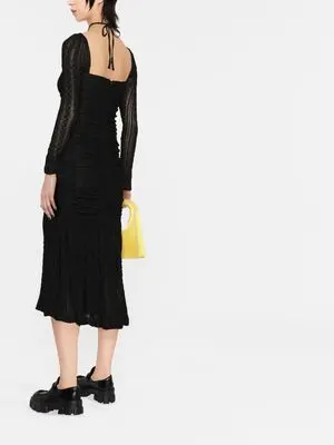 GANNI Halterneck Ruched Midi Dress