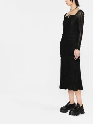 GANNI Halterneck Ruched Midi Dress