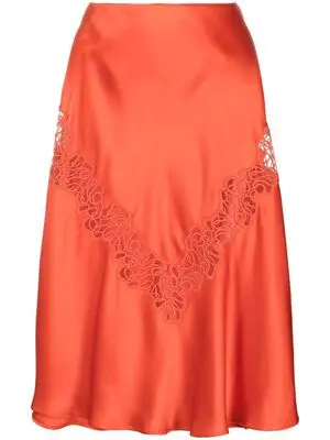 Stella McCartney Lace-insert Satin Skirt - Orange