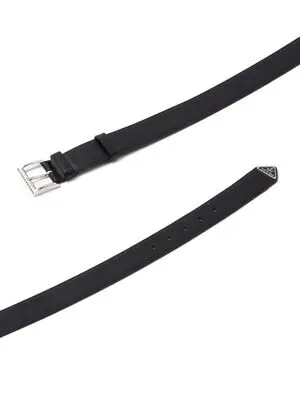 Prada Triangle-logo Leather Belt - Black