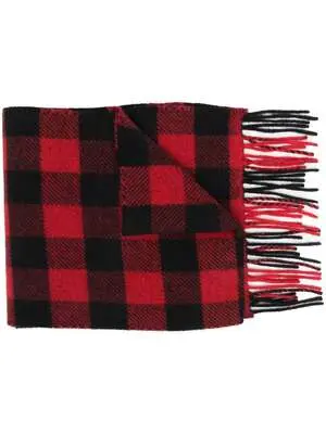 Woolrich Check-pattern Fringed-edge Scarf - Red
