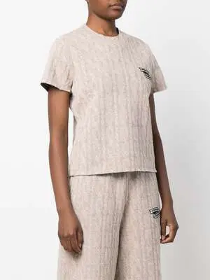 Opening Ceremony Embroidered Logo Cable-knit Top - Neutrals