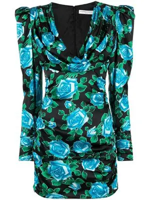 ALESSANDRA RICH Alessandra Rich Rose-Print Mini Dress
