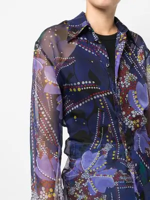 Dsquared2 Floral Print Semi-sheer Shirt