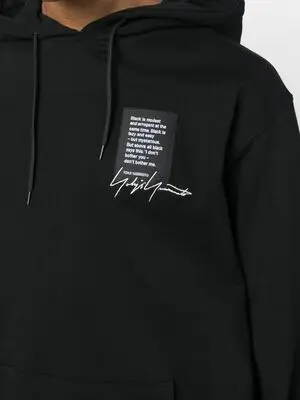Yohji Yamamoto Quote-patch Drawstring Hoodie