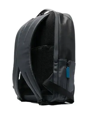 PIQUADRO Leather Rectangle Backpack - Black