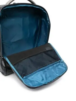 PIQUADRO Leather Rectangle Backpack - Black