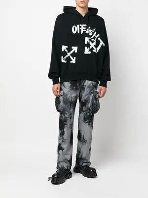 Off-White Graphic-print Cargo Trousers - Grey