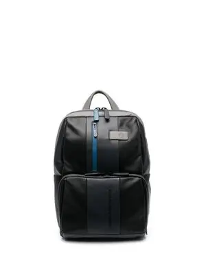 PIQUADRO Leather Backpack With Embroidered Logo
