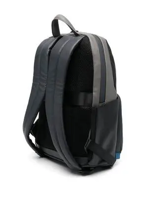 PIQUADRO Leather Backpack With Embroidered Logo