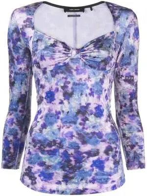 Isabel Marant Gubaia Floral Velvet Top - Purple