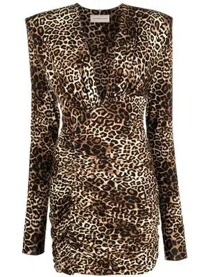 Alexandre Vauthier Leopard-print Mini Dress - Brown