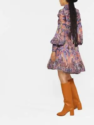 Zimmermann Celestial Print Ruched Mini Dress