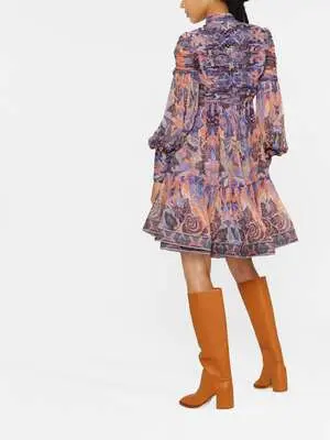 Zimmermann Celestial Print Ruched Mini Dress
