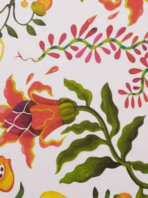 La DoubleJ Floral-print Wood Tray