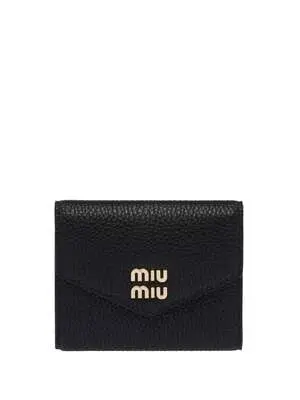 Miu Miu Logo-lettering Compact Wallet - Black