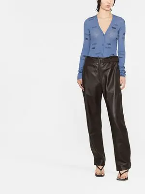 Helmut Lang Ribbed-knit Logo-print Cardigan