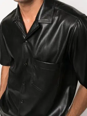 Nanushka Camp Faux-leather Shirt