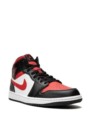 JORDAN Air 1 Mid Bred Toe Sneakers - White