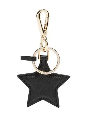 Smythson Leather Star Keyring Black