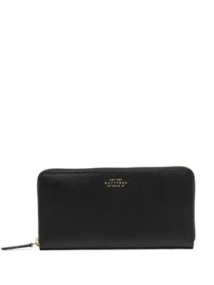Smythson Zipped Leather Purse - Black