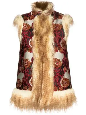La DoubleJ Faux-fur Trimmed Gilet - Neutrals