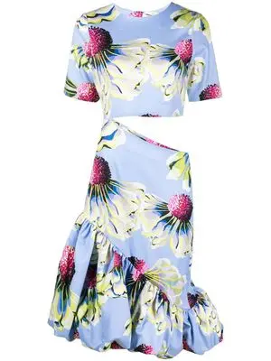 KIKA VARGAS Graphic-print Short-sleeve Dress