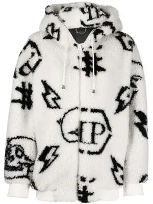 Philipp Plein Monogram-print Fleece Jacket - White