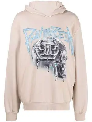 Philipp Plein Skull-print Hoodie - Neutrals