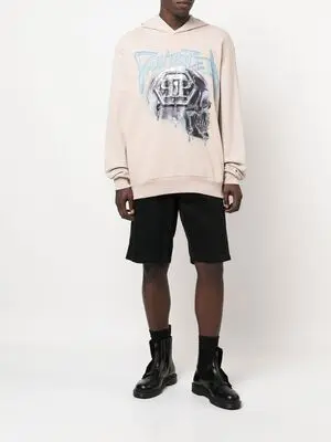 Philipp Plein Skull-print Hoodie - Neutrals