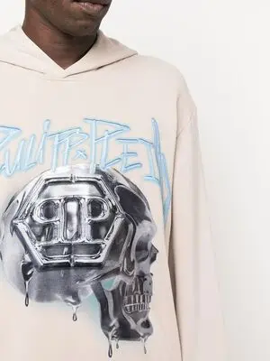 Philipp Plein Skull-print Hoodie - Neutrals